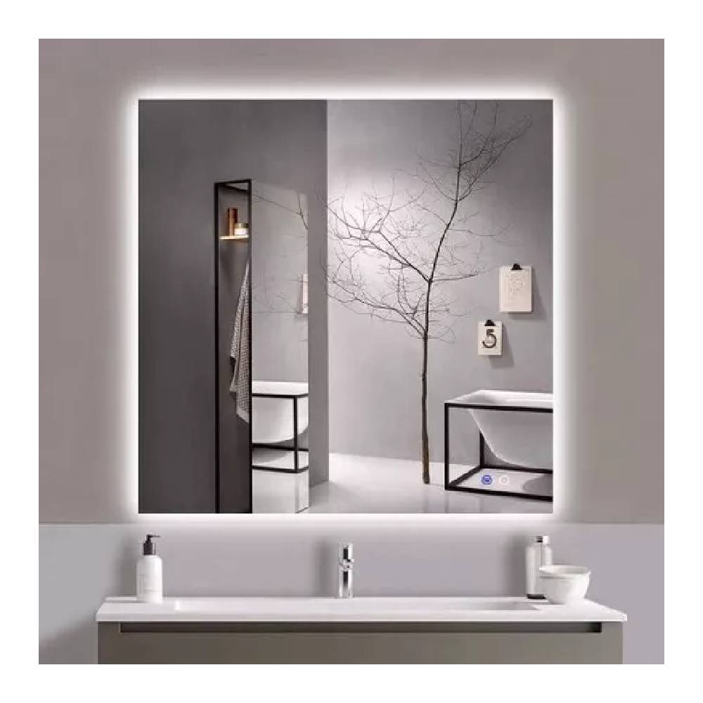 Espelho Quadrado Com Led 50cm Mglass